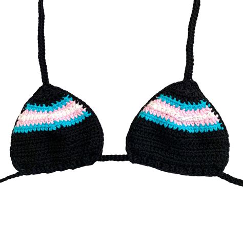 Black Trans Pride Flag Crochet Bikini Top Etsy
