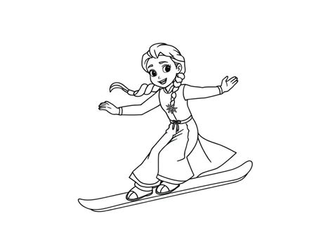 Elsa Snowboarding Coloring Page Free Printable Coloring Page