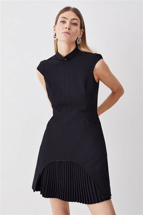 Black Karen Millen Military Tailored Mini Dress Karen Millen Ireland