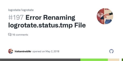 Error Renaming Logrotatestatustmp File · Issue 197 · Logrotate