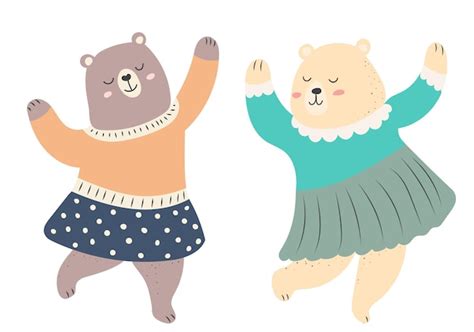 Premium Vector Bears Dancing On A White Background Vector