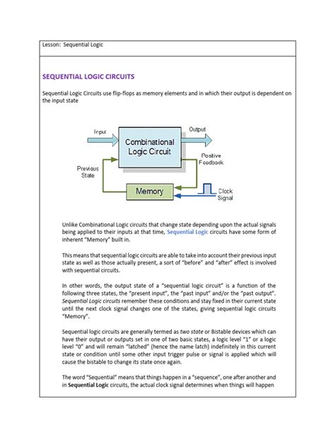 Lesson Sequential Logic Pdf Logic Gate Electrical Circuits
