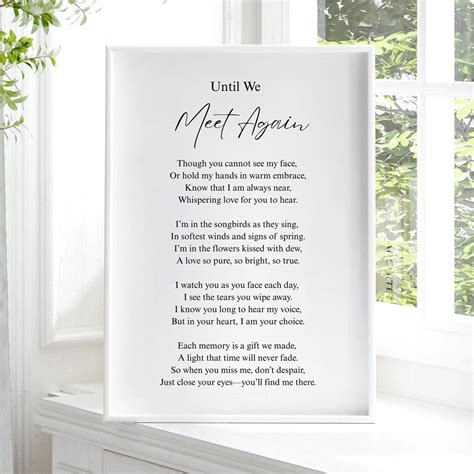Funeral Poem Poster Celebration Of Life Funeral Favor Sign Memorial
