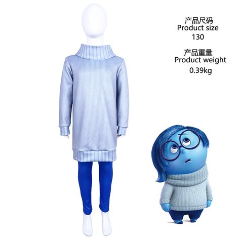 Movie Inside Character Out 2 Sadness Cosplay Anxiety Dress Costume