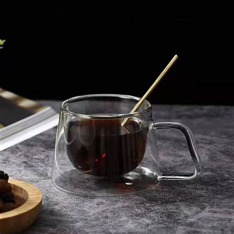 Купити Чашка для кави чаю з високою боросилікатною подвійною стінкою з ручкою подвійна чашка