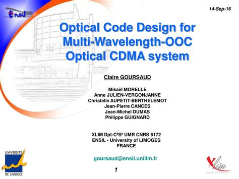 Ppt Optical Code Design For Multi Wavelength Ooc Optical Cdma System Claire Goursaud Mikaël
