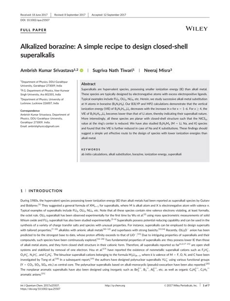 Pdf Alkalized Borazine A Simple Recipe To Design Closed Shell Superalkalis