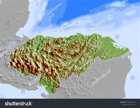 Relief Map Honduras 3d Rendering Stock Illustration 2026091423