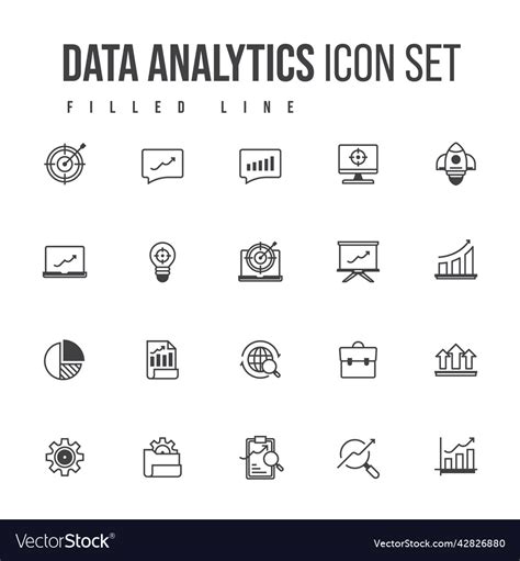 Simple Set Of Data Analysis Related Line Icons Vector Image