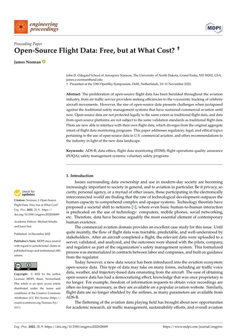 Pdf Open Source Flight Data Free But At What Cost