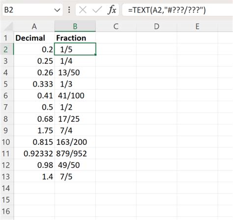how to convert a decimal to a fraction in excel