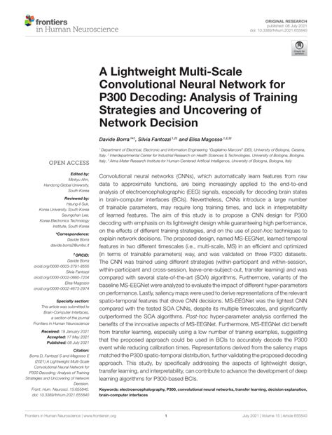 Pdf A Lightweight Multi Scale Convolutional Neural Network For P300 Decoding Analysis Of
