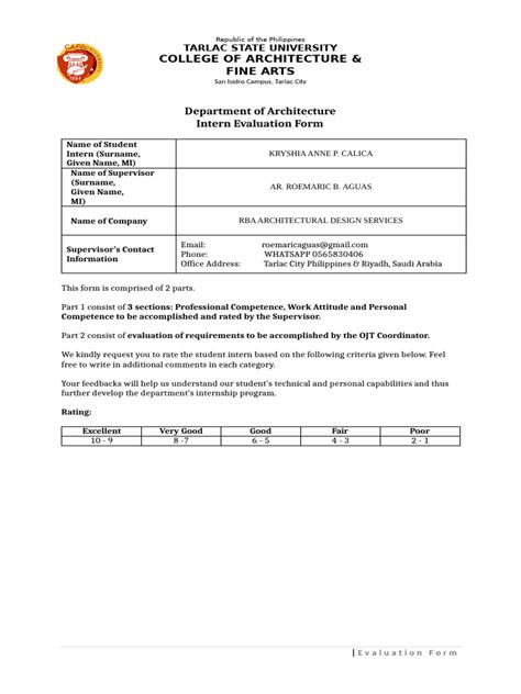 Ojt Evaluation Form 2 1 Pdf