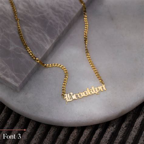 Old English Name Necklace 14k Gold Name Necklace Personalized Name