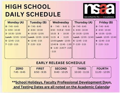 Daily Schedule — New School For The Arts And Academics