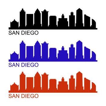 San Diego Skyline Vector San Diego Skyline Vector Art Icons And