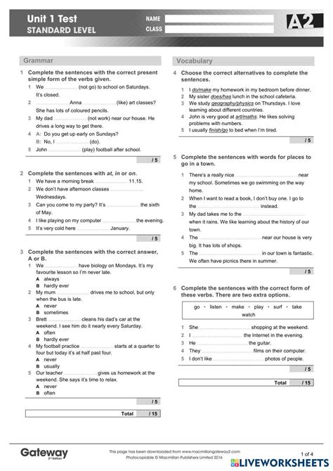 Gateway A2 Unit… Free Interactive Worksheets 7178577