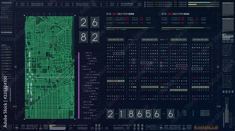 Abstract Running Numbers Code Hacking Source Code And Map Digital Data Holographic City