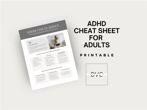 Adhd Cheat Sheet For Adults Printable Focus And Productivity Guide Pdf