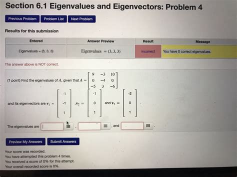 solved section 6 1 eigenvalues and eigenvectors problem 4