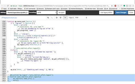 Php Logout Redirects To Default Page Wordpress Development Stack
