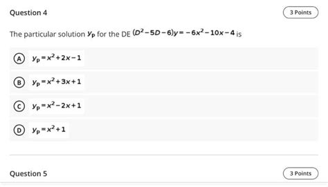 solved question 1 2 points the complementary function yc for