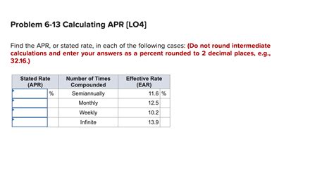 Solved Problem 6 13 ﻿calculating Apr Lo4 Find The Apr Or