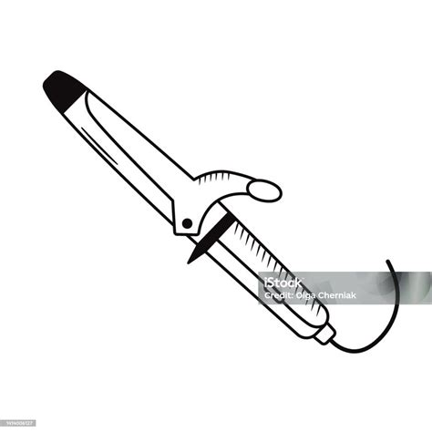 Outline Doodle Vector Illustration Of Curling Iron Stock Illustration