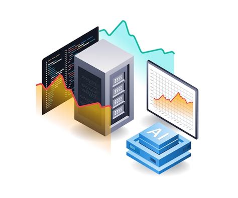 Premium Vector Artificial Intelligence Server Data Analysis Flat Isometric 3d Illustration