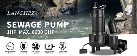 Lanchez 1hp 6600 Gph Submersible Sewage Pump Heavy Duty Cast Iron