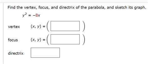 Solved Find The Vertex Focus And Directrix Of The Chegg