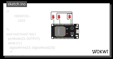 FREERTOS 多任务点灯 Copy Wokwi ESP32 STM32 Arduino Simulator