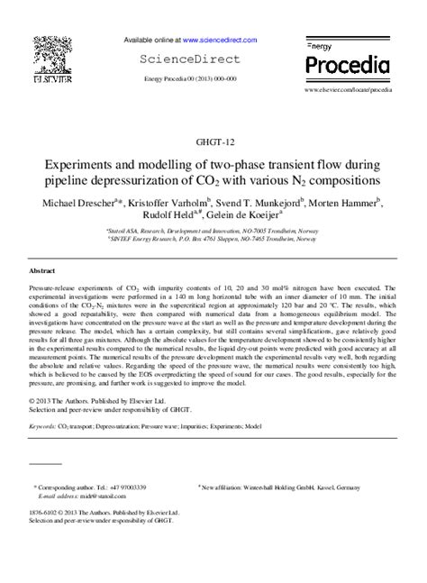 pdf experiments and modelling of two phase transient flow during