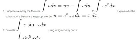 [solved] Udv Uv Vdu Re Dx 1 Suppose We Apply The Formula To Explain Course Hero