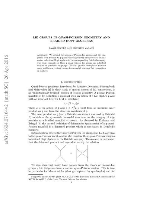 [pdf] Lie Groups In Quasi Poisson Geometry And Braided Hopf Algebras