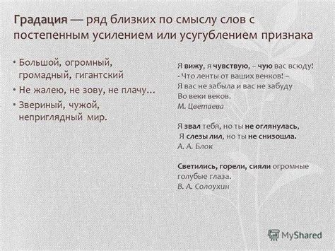 Описание градаций