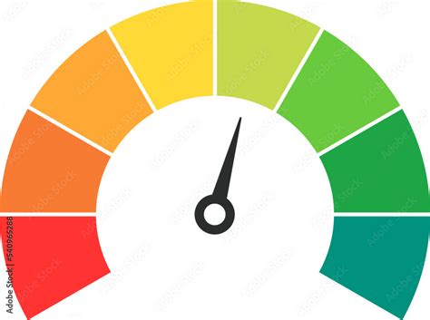 Vector Speedometer Meter With Arrow For Dashboard With Green Yellow Red Indicators Gauge Of