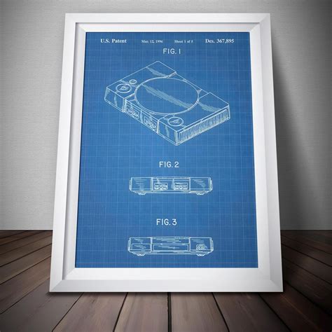 Playstation 1 Blueprint Patent Poster Video Game Poster Premium