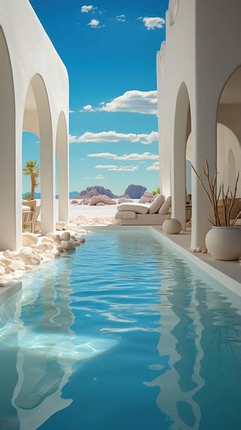 Premium Photo Modern Minimalist Architecture With Pool