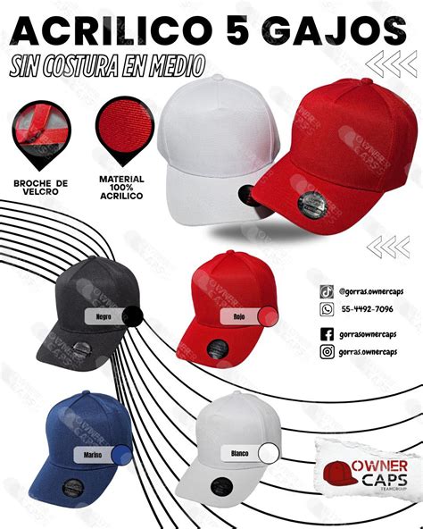 Gorras AcrÍlico 5 Gajos Material 100 Acrílico Gajos 5 Sin Costura