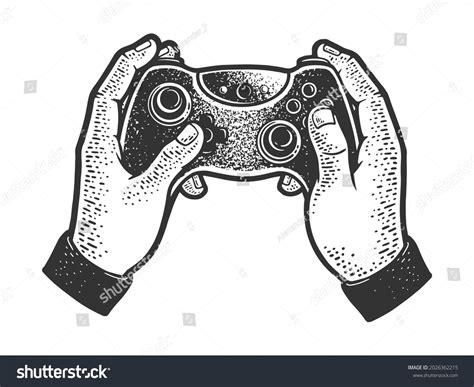Gamepad Joystick Controller Hands Sketch Engraving Stock Vector Royalty Free 2026362215