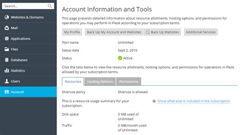 Viewing Subscription Summary Plesk Obsidian Documentation