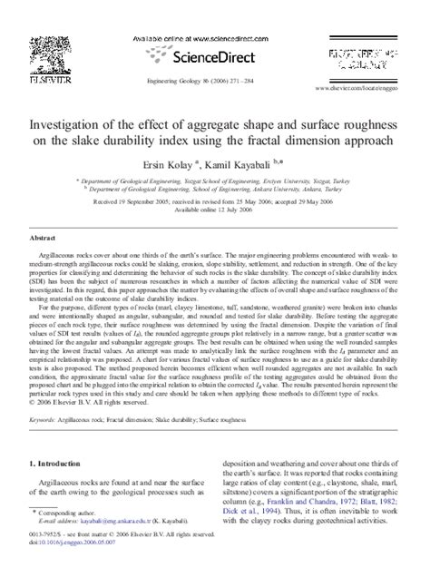 Pdf Investigation Of The Effect Of Aggregate Shape And Surface Roughness On The Slake