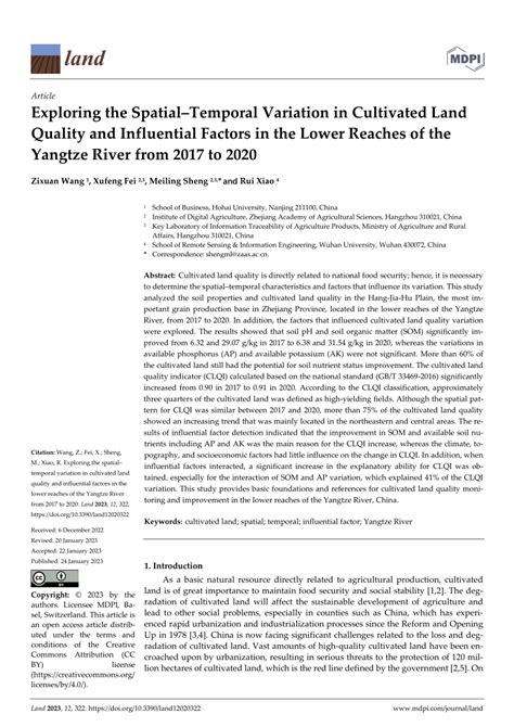 Pdf Exploring The Spatial Temporal Variation In Cultivated Land