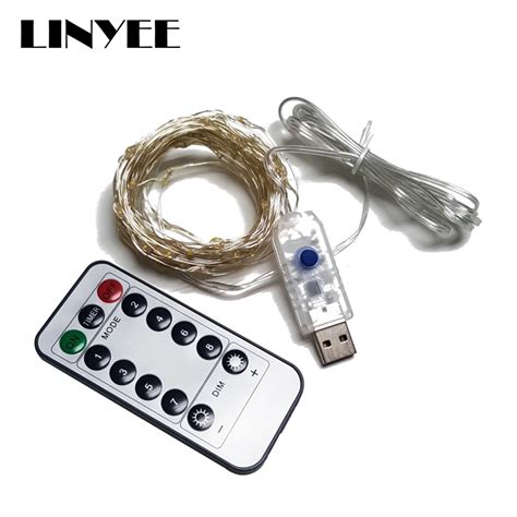 20 X Dimmable 8 Modes Usb Led String Lights With 13key Remote Controller Silver Wire Flash 