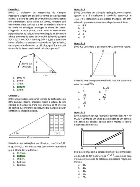 Relações Trigonométricas No Triângulo Retânguloeditado Pdf