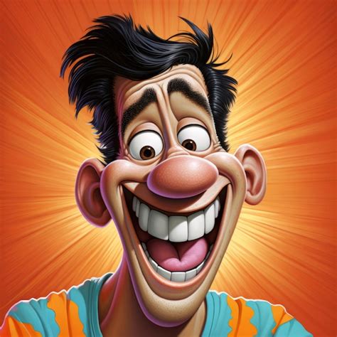 Premium Photo Colorful And Silly Cartoon Man With Short Hair In