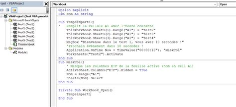 Activer et masquer une feuille après un décompte