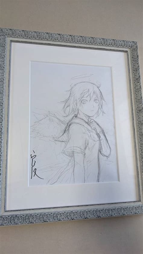 安倍吉俊 直筆イラスト 灰羽連盟 ラッカ 注文 額縁、保証書付き 原画