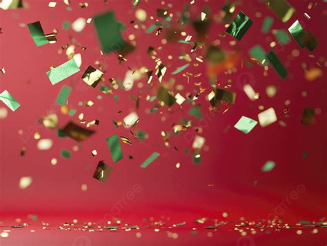 빨간색 배경에 떨어지는 금색과 녹색의 반짝이는 색종이 조각 색종이 조각 금 초록 배경 일러스트 및 사진 무료 다운로드 Pngtree